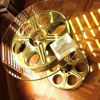 Home Theater Movie Reel Table - Cinema Film Reel End Table - Black ...