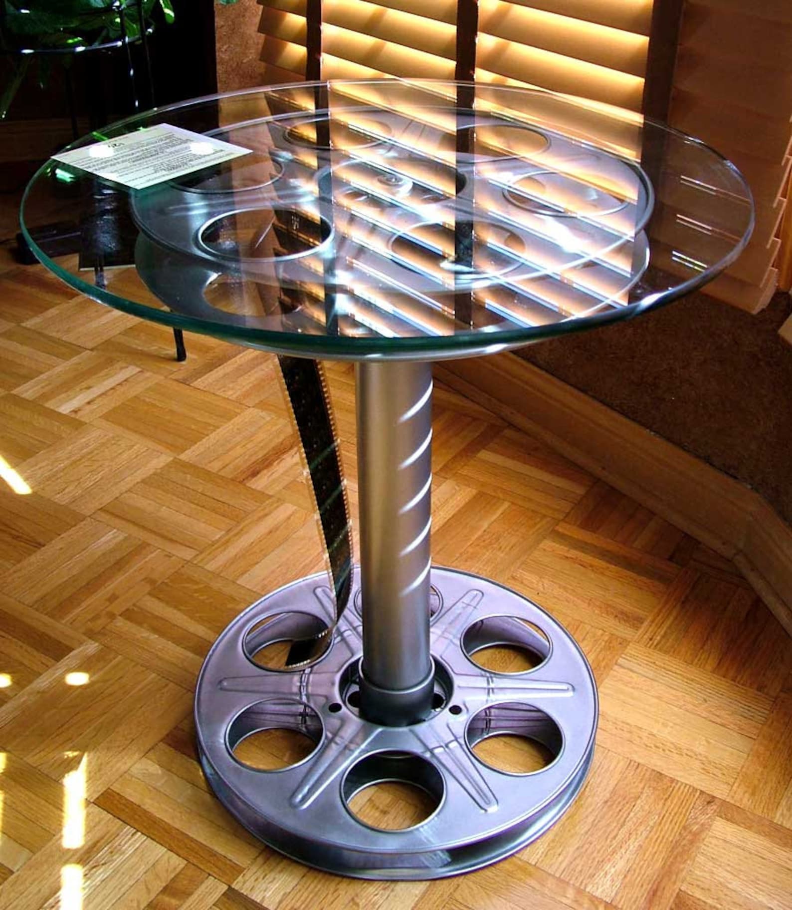 Movie Reel Table Made From Repurposed 35mm Movie Reels With Film Choice ...