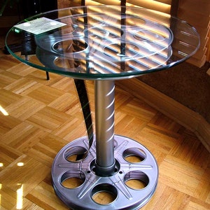 Movie Reel Table Made From Repurposed 35mm Movie Reels With Film Choice ...