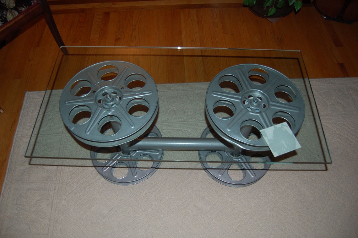 Movie Reel Table Made From Repurposed 35mm Movie Reels With Film Choice ...