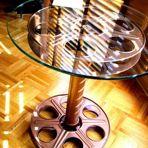 Movie Reel Table Made From Repurposed 35mm Movie Reels With Film Choice ...