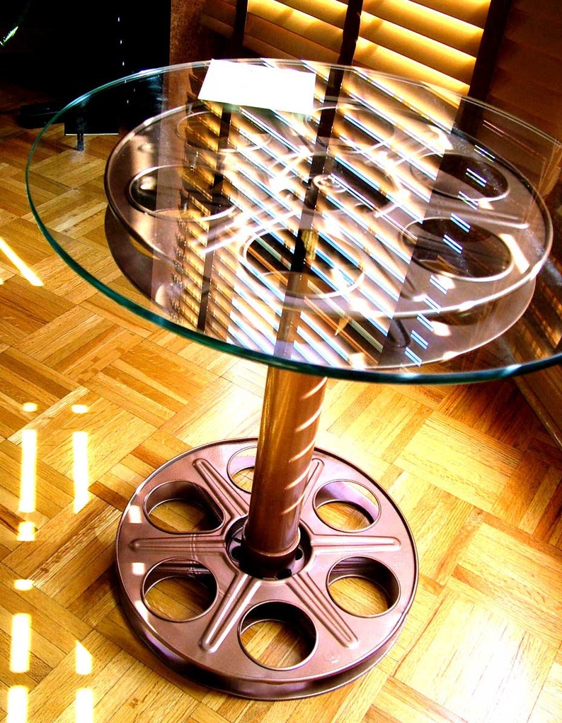 Movie Reel Table Made From Repurposed 35mm Movie Reels With Film Choice ...