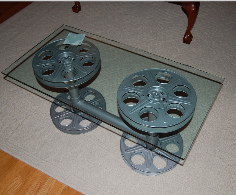 Movie Reel Table Made From Repurposed 35mm Movie Reels With Film Choice ...