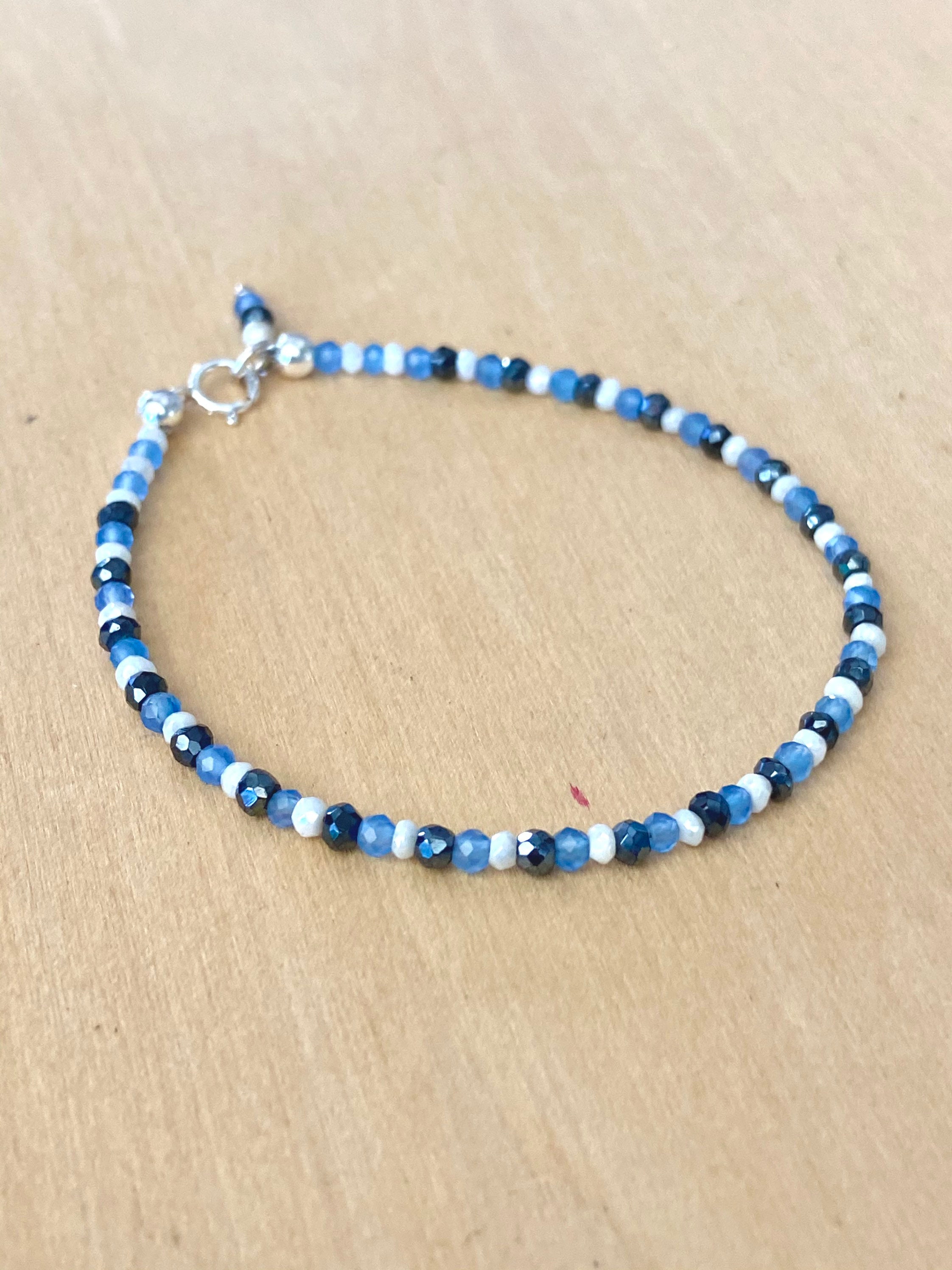 Silverite and Chalcedony Multi Gemstone Bracelet in Sterling - Etsy Italia