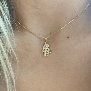 Hamsa Gold Necklace, Hand of Fatima,hand of God , Gold Filled Hamsaeye ...