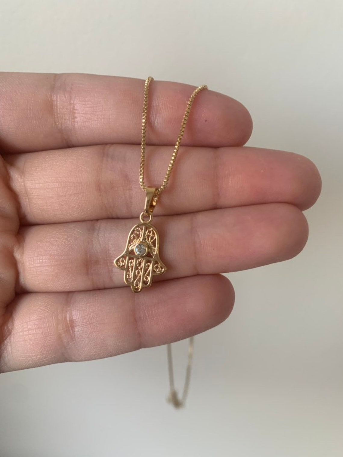 Hamsa Gold Necklace Hand of Fatimahand of God Gold Plated - Etsy