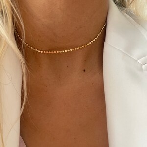 Gold Flat Beaded Choker Necklace, 18 K Layering Necklace, Beads ...