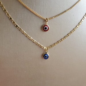 Evil Eye Necklace , 18 K Gold Filled Necklace, Figaro Necklace , Eye ...