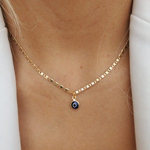 Evil Eye Necklace , 18 K Gold Filled Necklace, Figaro Necklace , Eye ...