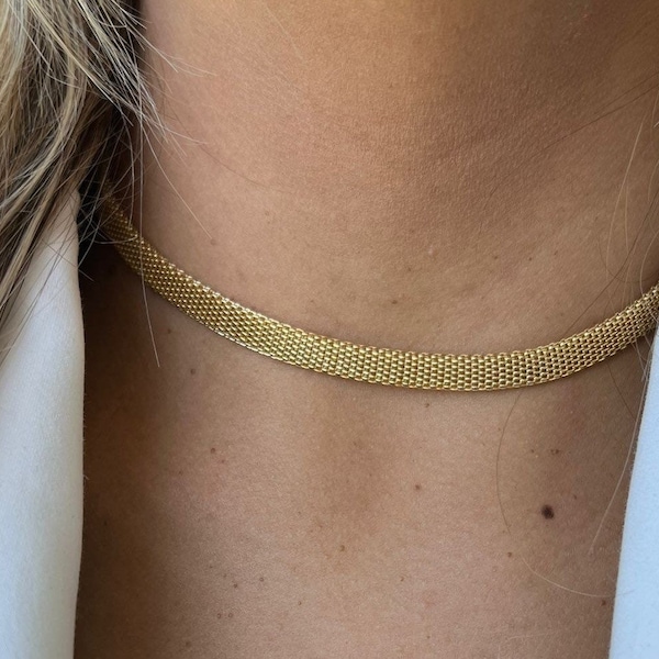Gold Mesh Necklace - Etsy