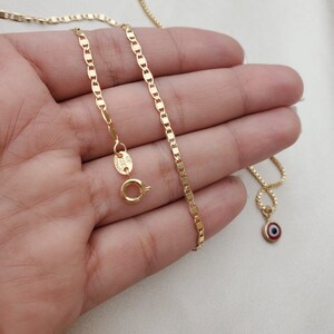 Evil Eye Necklace , 18 K Gold Filled Necklace, Figaro Necklace , Eye ...