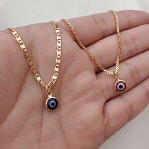 Evil Eye Necklace , 18 K Gold Filled Necklace, Figaro Necklace , Eye ...