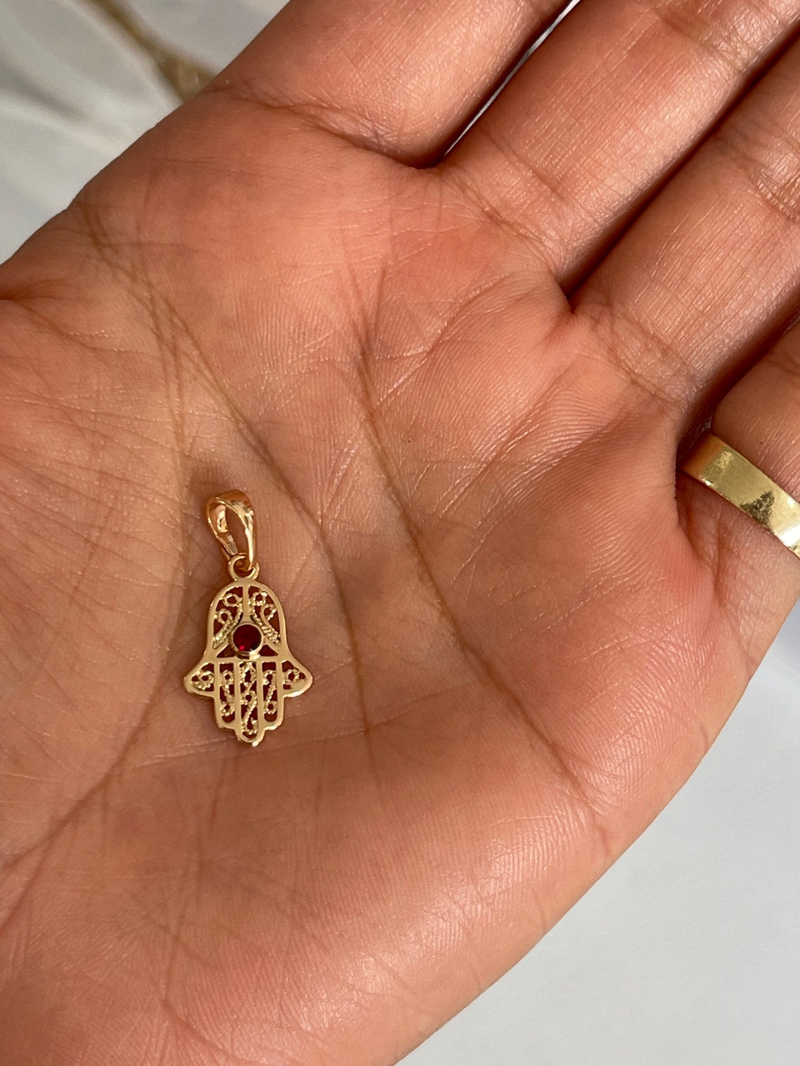 Hamsa Gold Necklace Hand of Fatimahand of God Gold Plated - Etsy