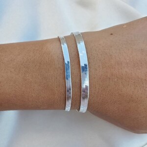 Sterling Silver Herringbone Bracelet, 3 or 4mm Italian Herringbone ...