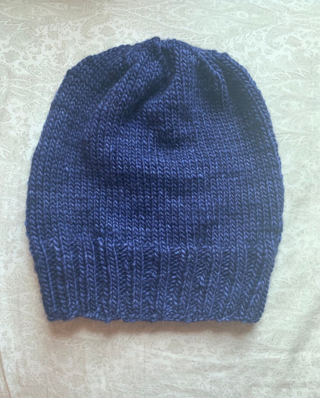 Customizable Navy Blue Premium Merino Wool Skully Cap- Knit Stockinette ...