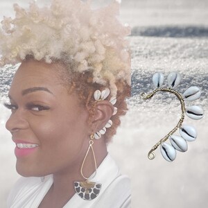 Ear Cuff, Cowrie Shell Earring, African Jewelry for Women, Cowrie Shell ...