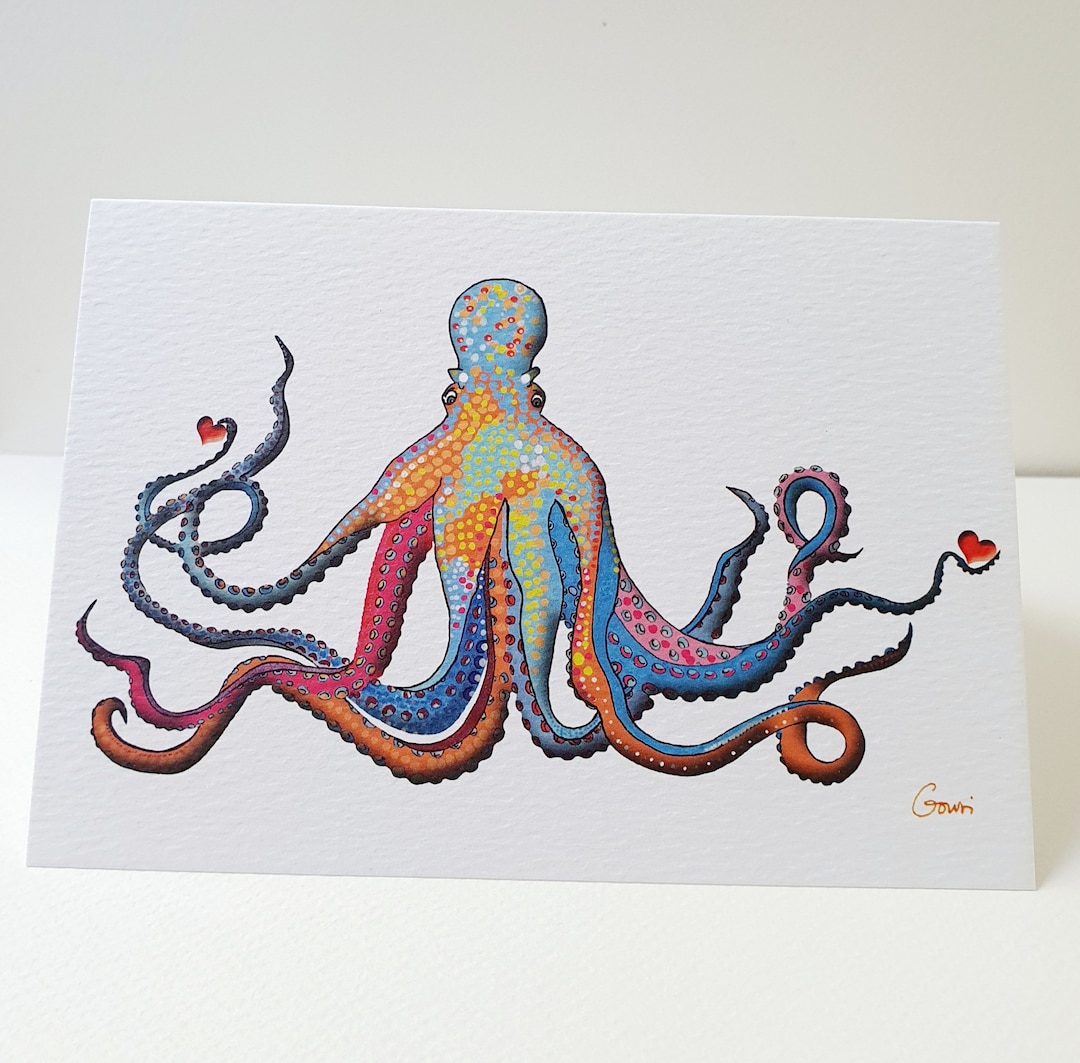VALENTINE Greeting Card - Octopus - Etsy