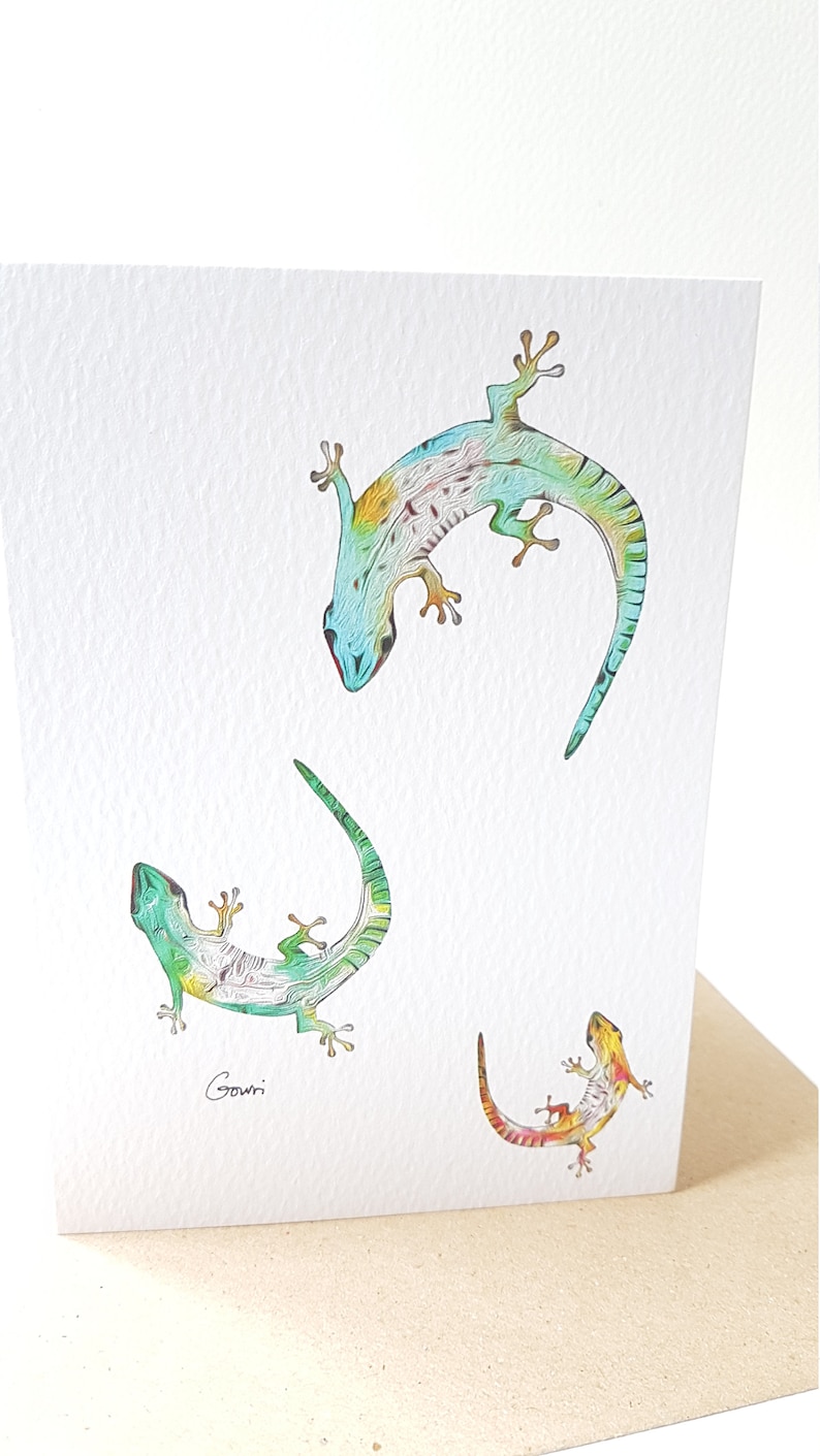Greeting Card - Geckos ~ Watercolour & Ink Drawing - Etsy