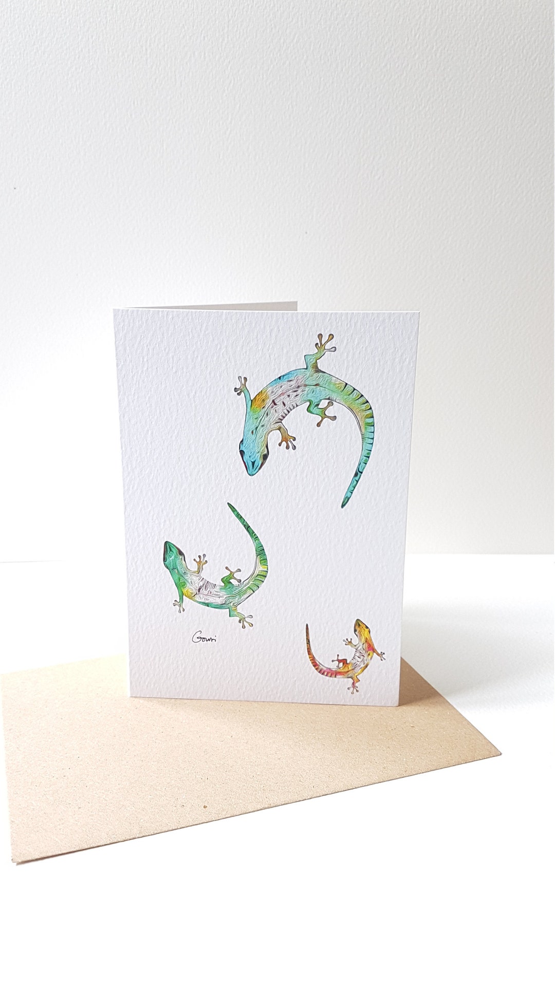 Greeting Card - Geckos ~ Watercolour & Ink Drawing - Etsy