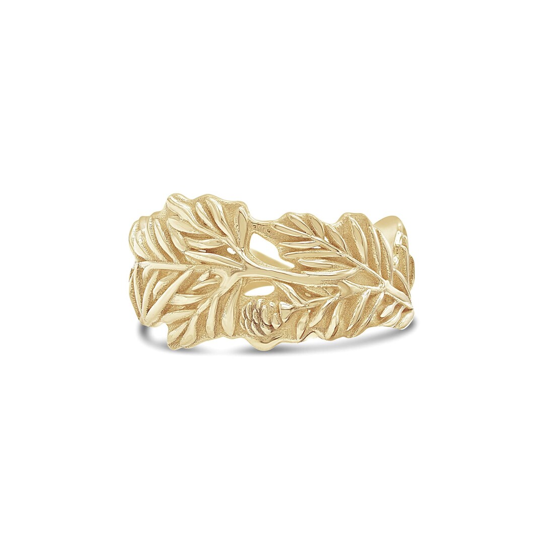 14k Hemlock Pine Tree Branch Ring Size 7.25 Ready to Ship in 2 Days ...