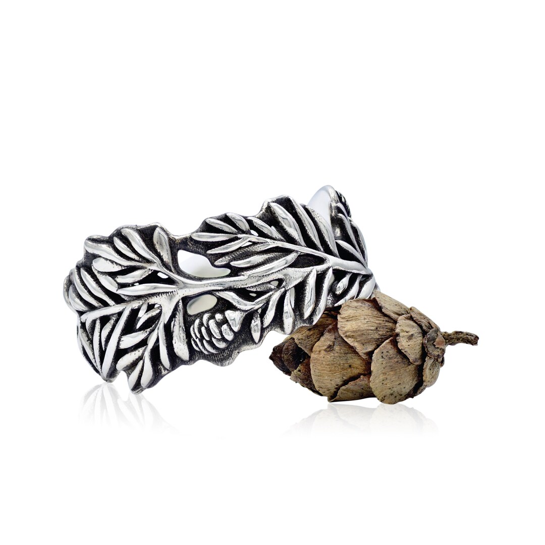 Hemlock Tree Branch Ring, Sterling Silver Ring, Branch Ring, Pine ...