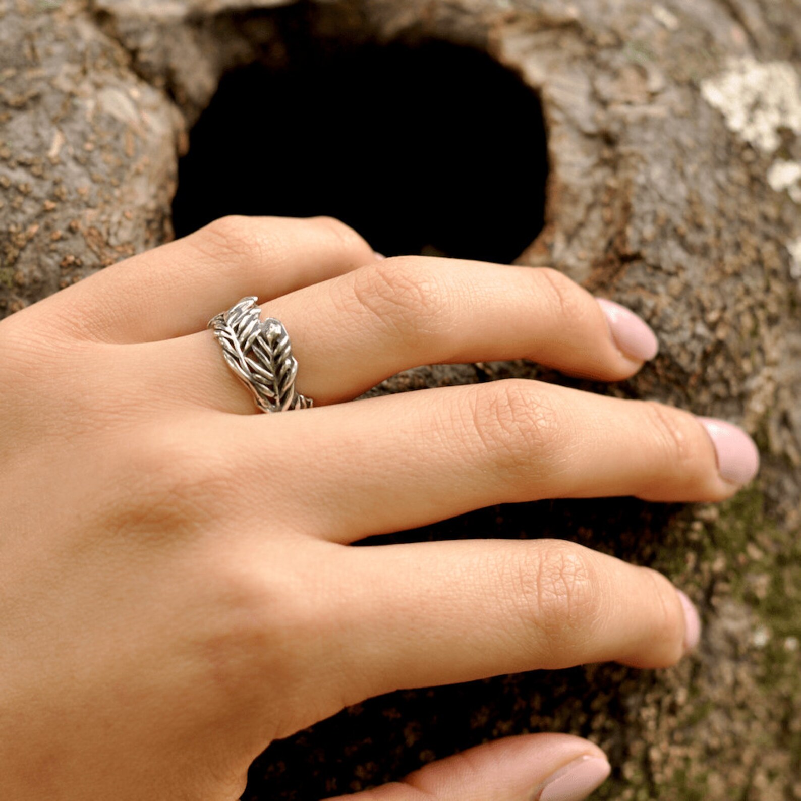 Hemlock Tree Branch Ring, Sterling Silver Ring, Branch Ring, Pine ...