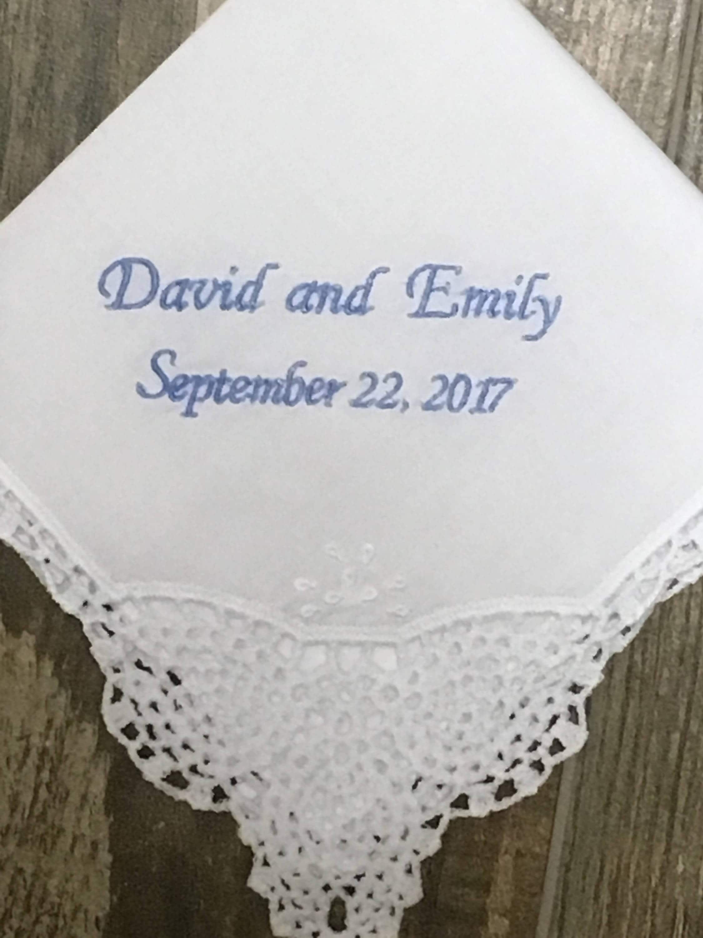 Something blue wedding handkerchief bridal gift bride | Etsy