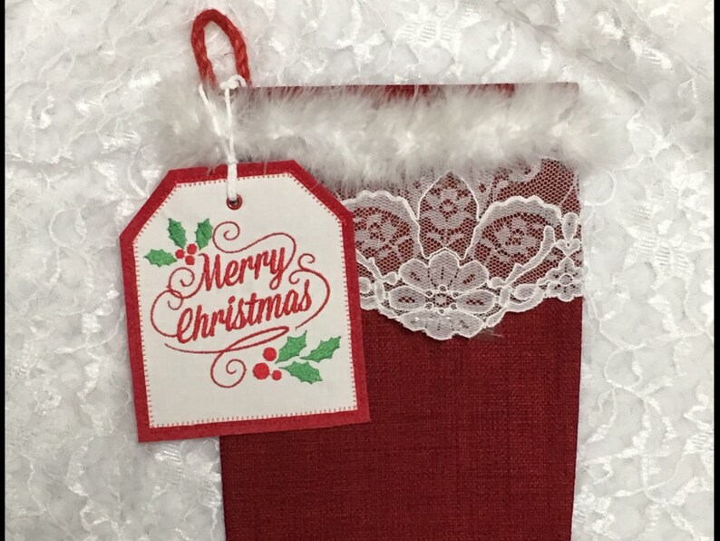 Personalized Embroidered Gift Tag Merry Christmas Stocking - Etsy