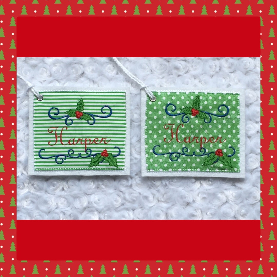 Personalized Embroidered Christmas Gift Tag Personalized - Etsy