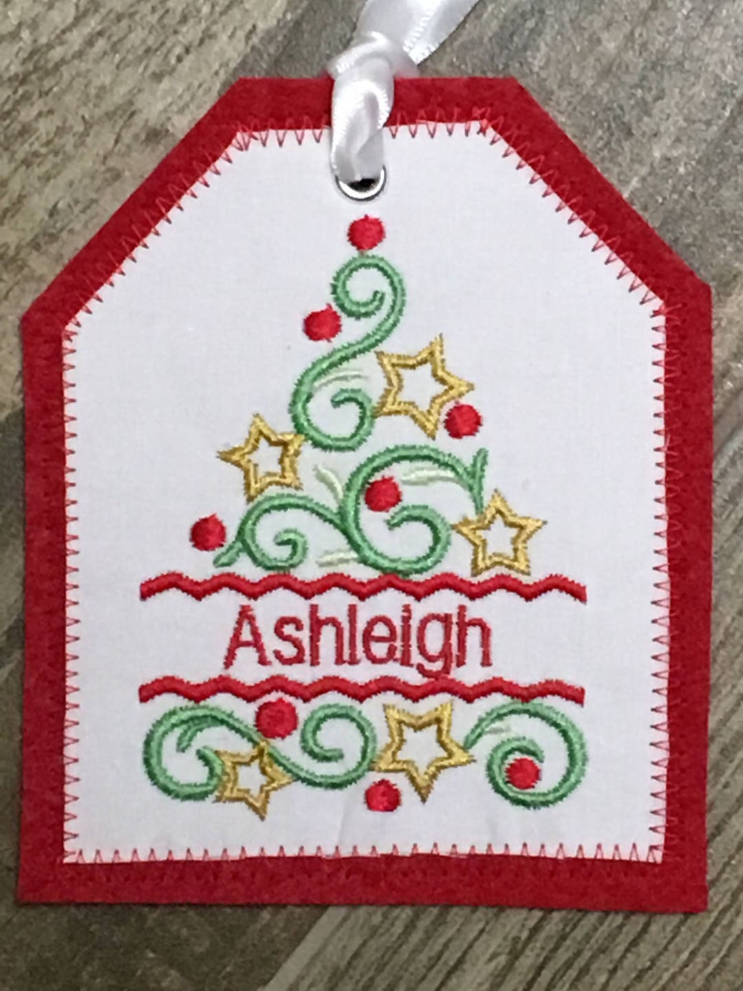 Personalized Embroidered Christmas Tree Gift Tag, Christmas Stocking ...