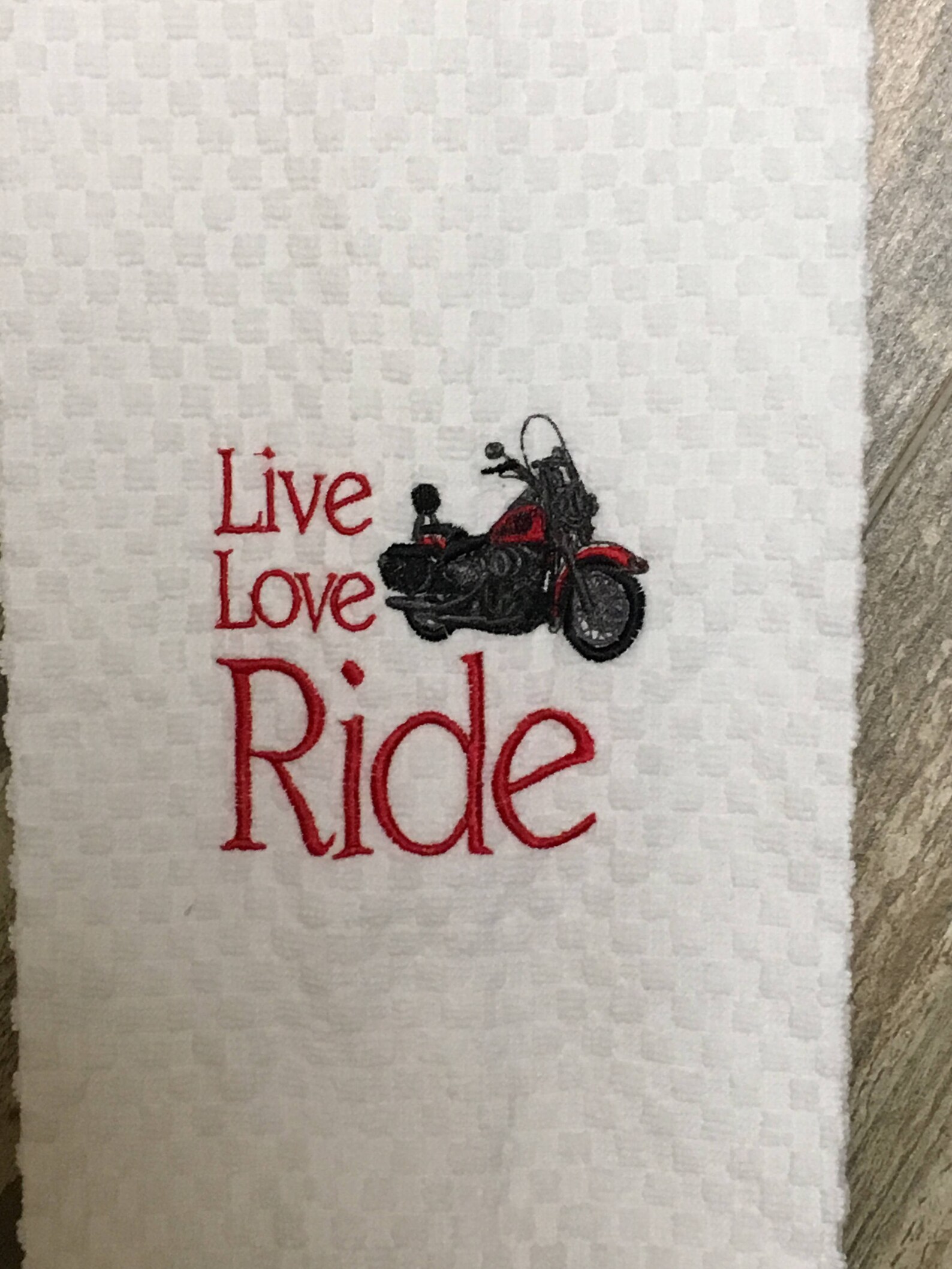 Motorcycle Embroidered Guest Towel, Live, Love, Ride Motorcycle Towel ...