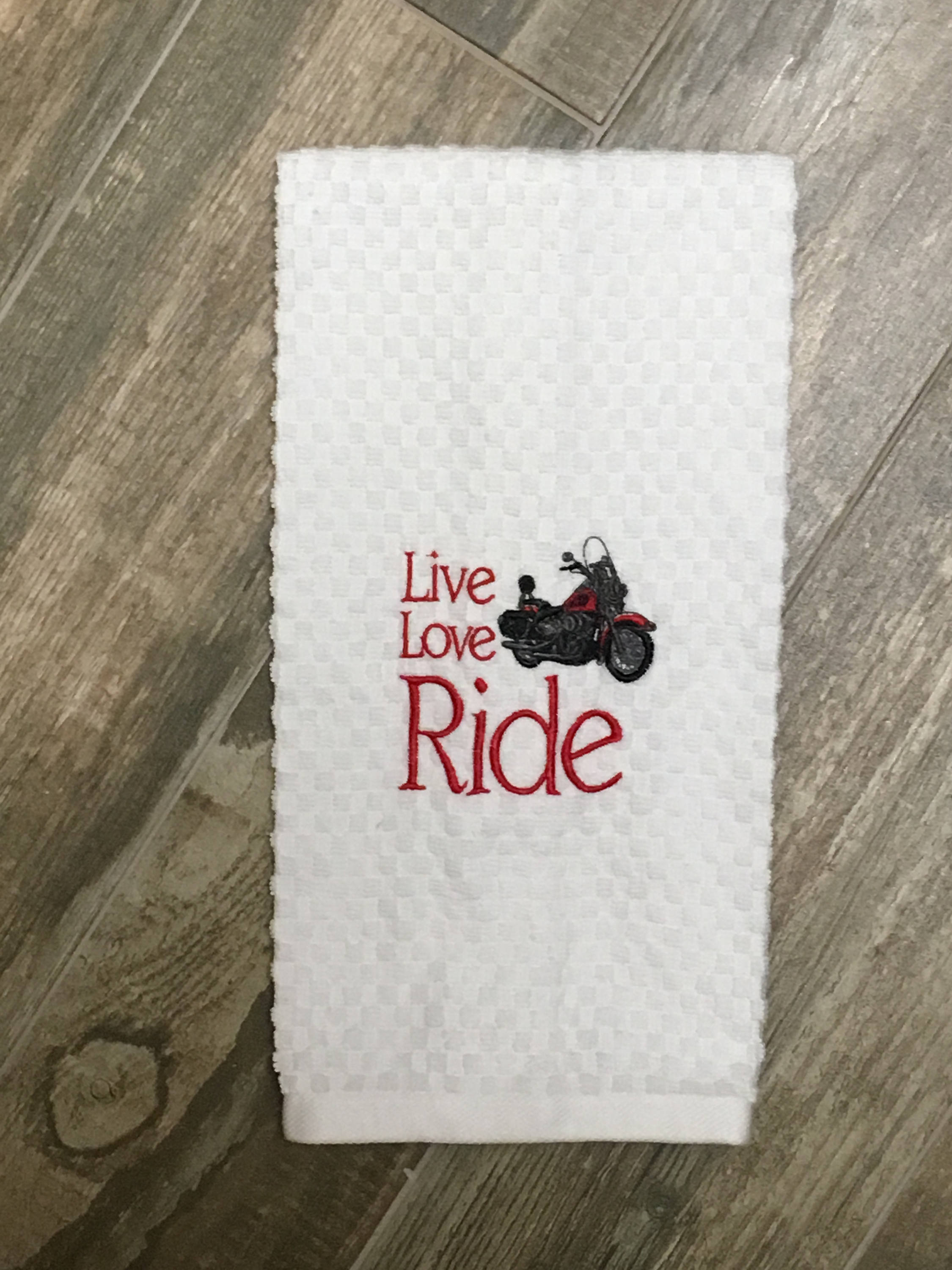 Motorcycle Embroidered Guest Towel, Live, Love, Ride Motorcycle Towel ...