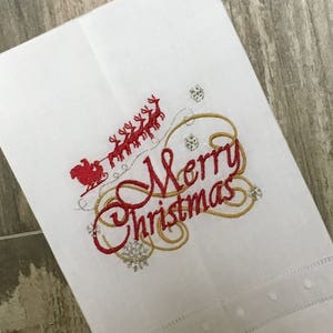 Merry Christmas Embroidered Guest Towel Custom Embroidered - Etsy