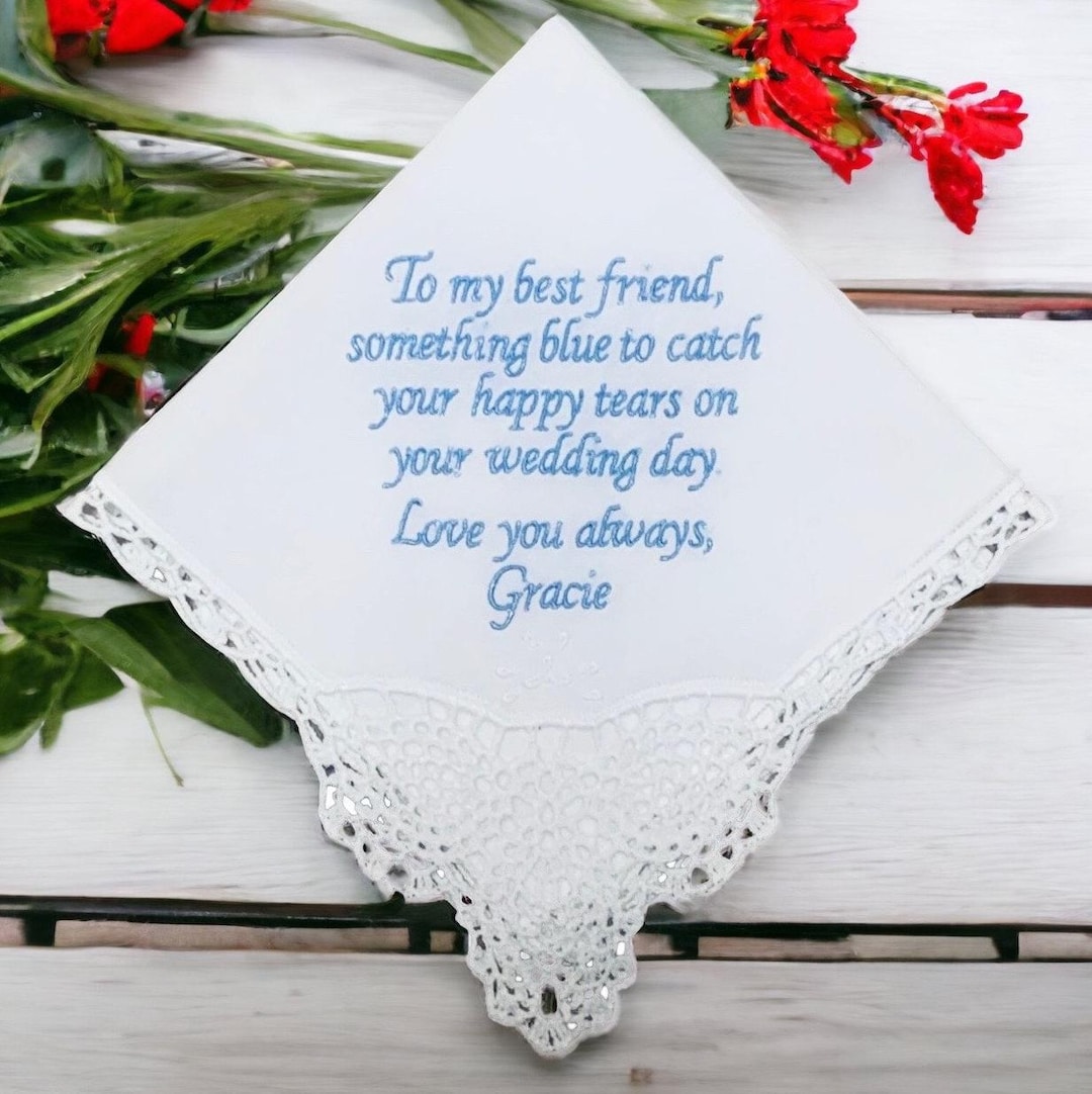 Customizable Something Blue Wedding Handkerchief, Something New Bridal ...