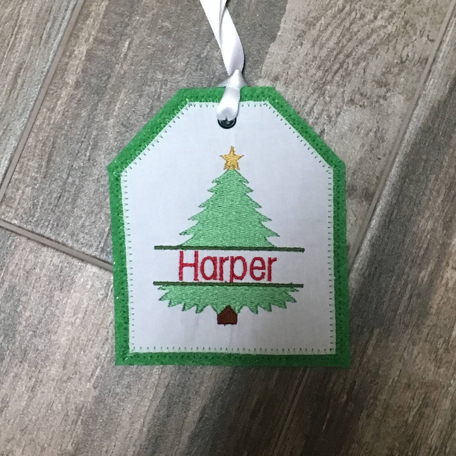 Personalized Embroidered Christmas Tree Gift Tag Christmas | Etsy
