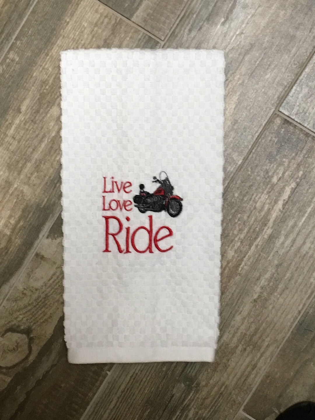 Motorcycle Embroidered Guest Towel, Live, Love, Ride Motorcycle Towel ...