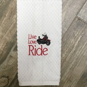Motorcycle Embroidered Guest Towel, Live, Love, Ride Motorcycle Towel ...