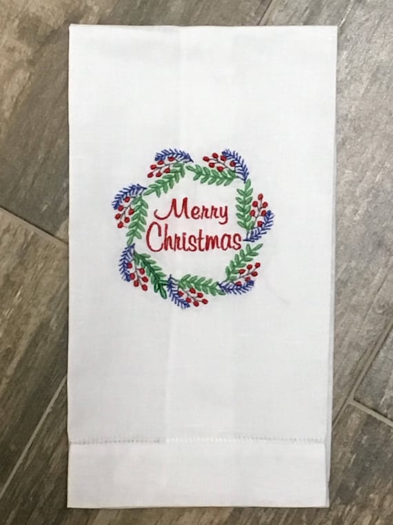 Christmas Embroidered Guest Towel Custom Embroidered | Etsy