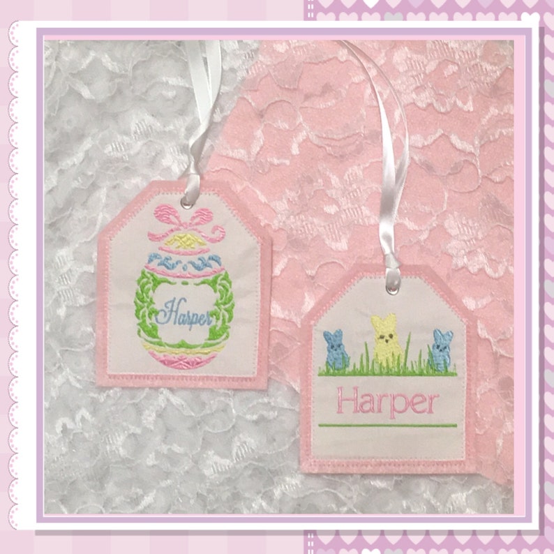 Easter Basket Personalized Embroidered Gift Tag Easter Basket - Etsy