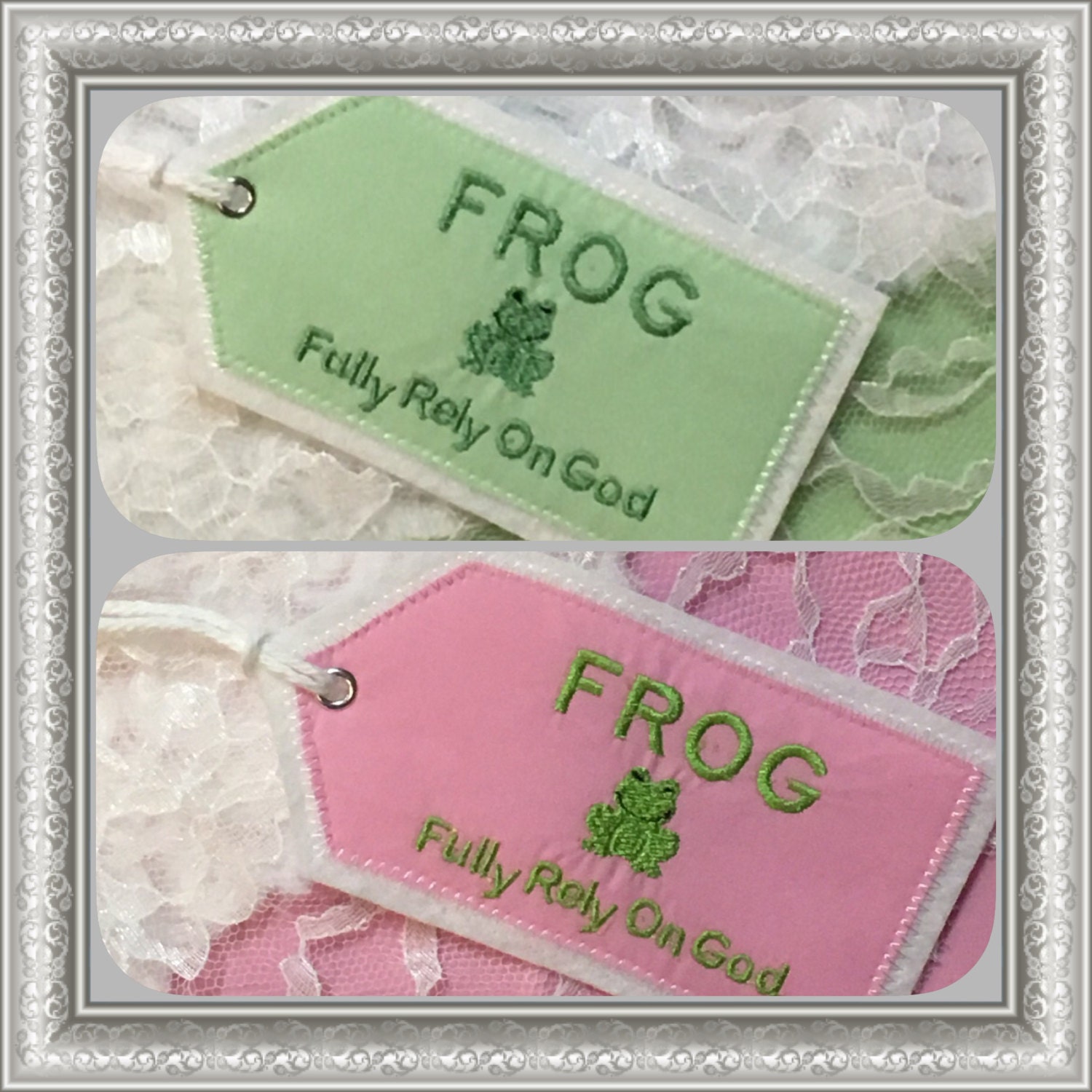 Personalized Tags, Embroidered F.R.O.G. (fully Rely on God) Tag, Fabric ...
