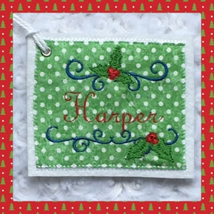 Personalized Embroidered Christmas Gift Tag Personalized - Etsy