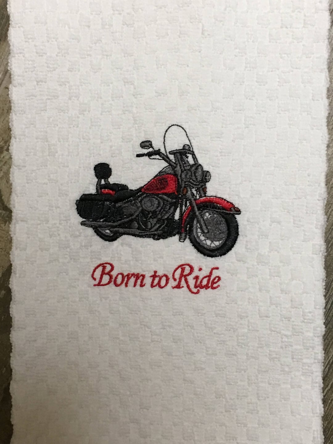 Motorcycle Embroidered Guest Towel, Born to Ride Motorcycle Towel, Man ...