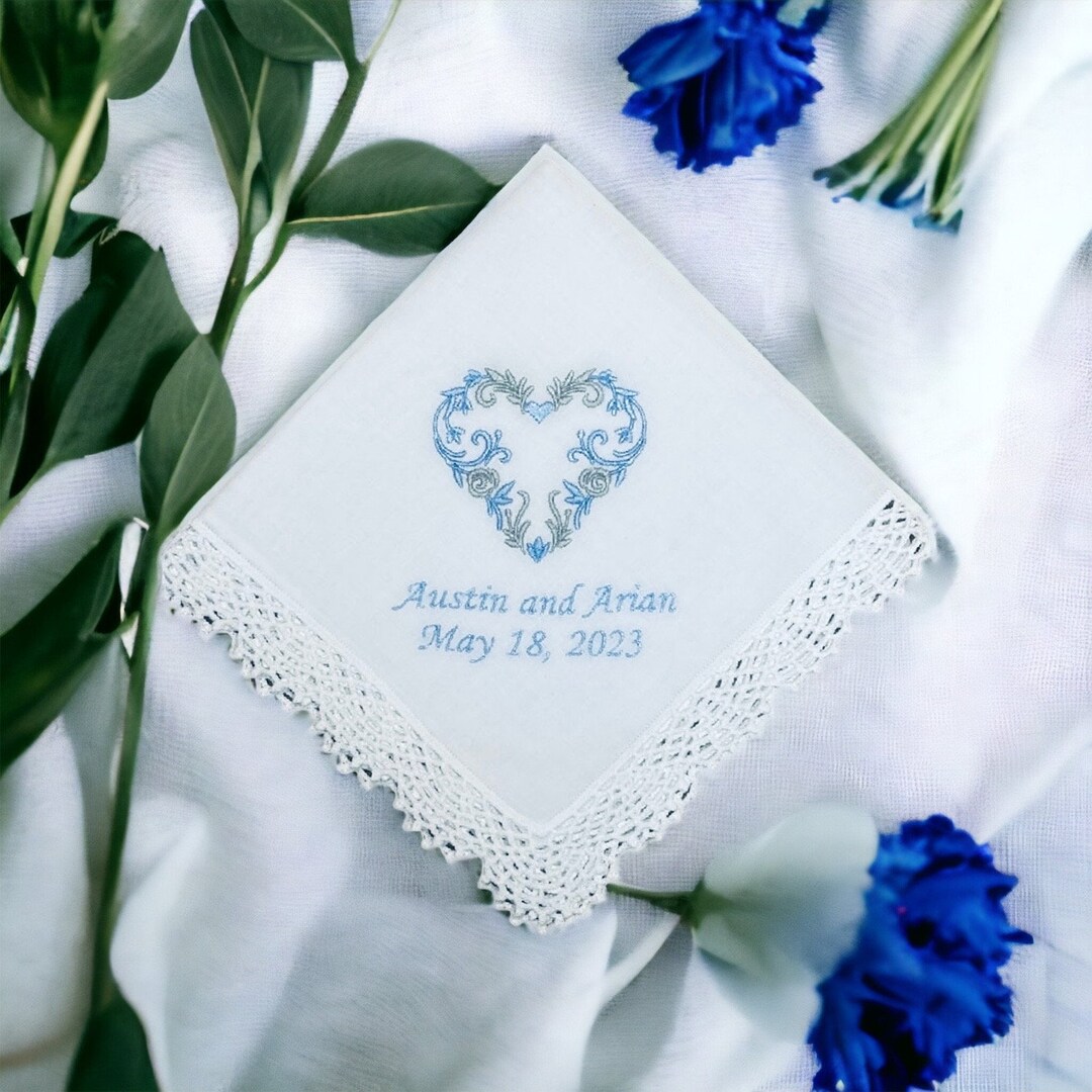 Customizable Something Blue Wedding Handkerchief, Something New Bridal ...