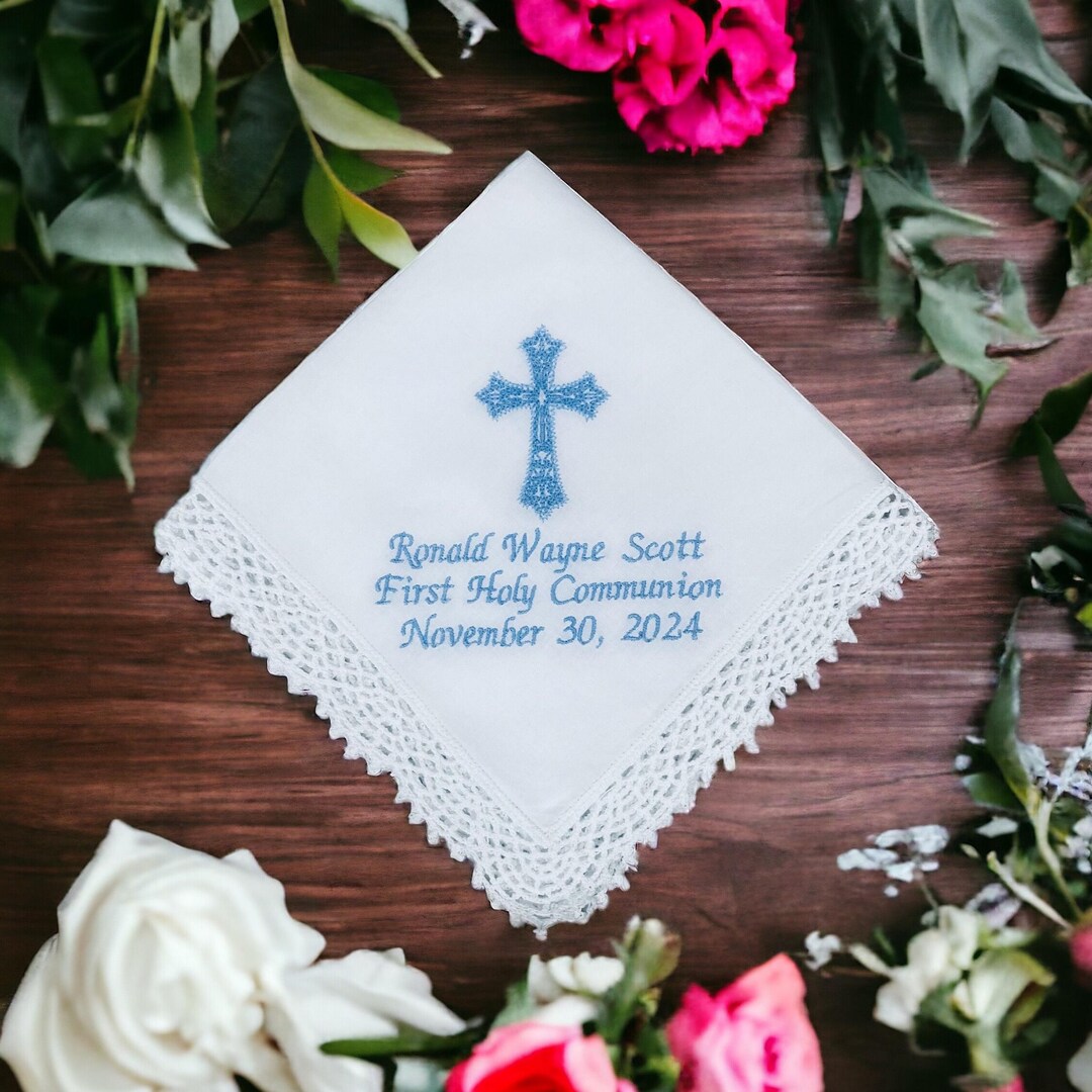 Personalized First Communion Handkerchief Gift, Elegant Handkerchief ...