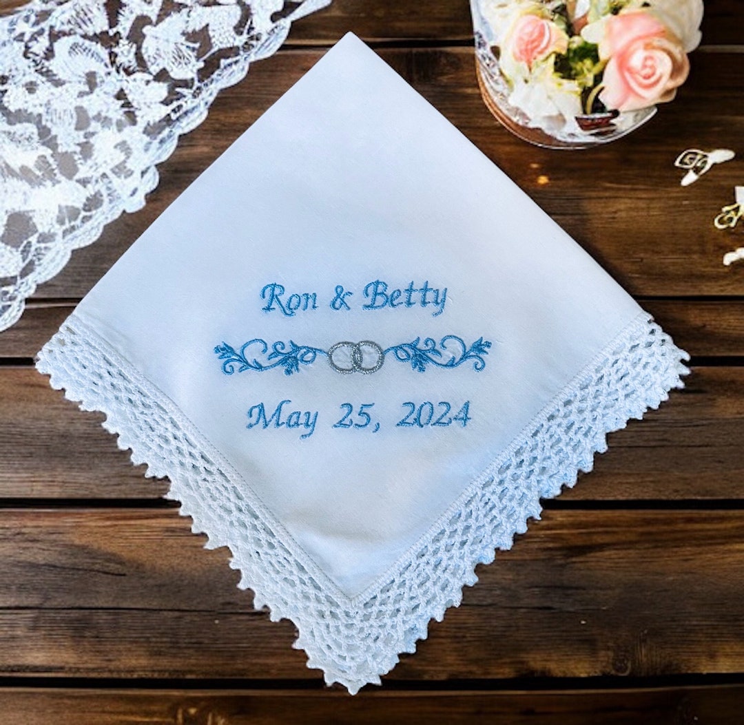 Customizable Something Blue Wedding Handkerchief, Something New Bridal ...