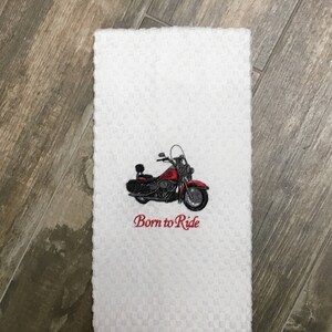 Motorcycle Embroidered Guest Towel, Born to Ride Motorcycle Towel, Man ...