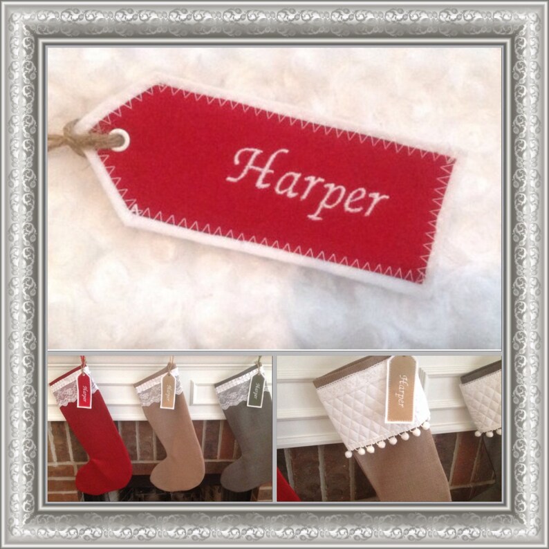 Personalized Embroidered Christmas Stocking Name Tag Easter - Etsy