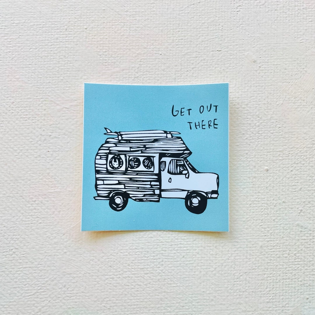 Get Out There Camper Van Vinyl Sticker by Komopoko - Etsy