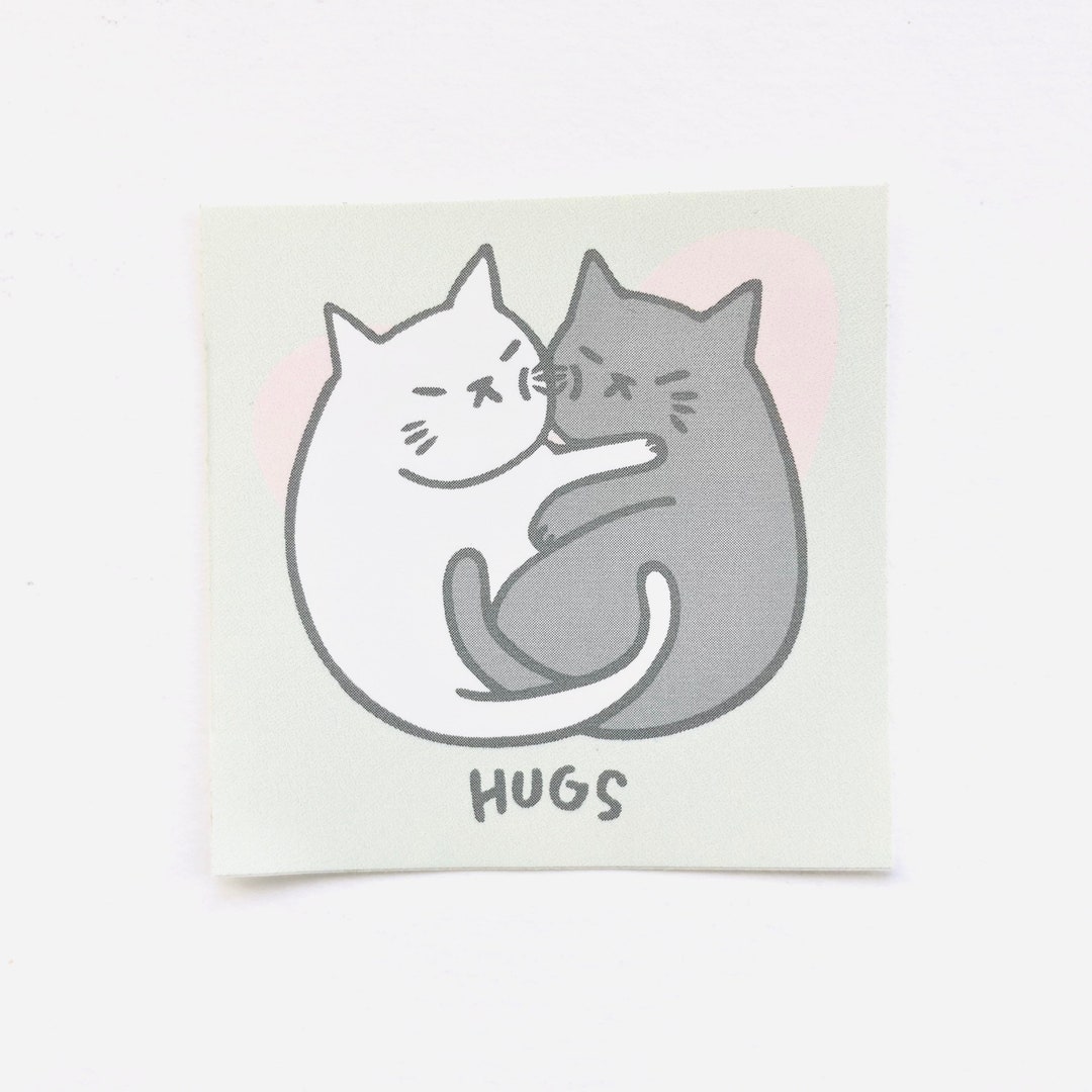 Hug Cat Vinyl Sticker Pastel Color by Komopoko & Poutie Cat - Etsy