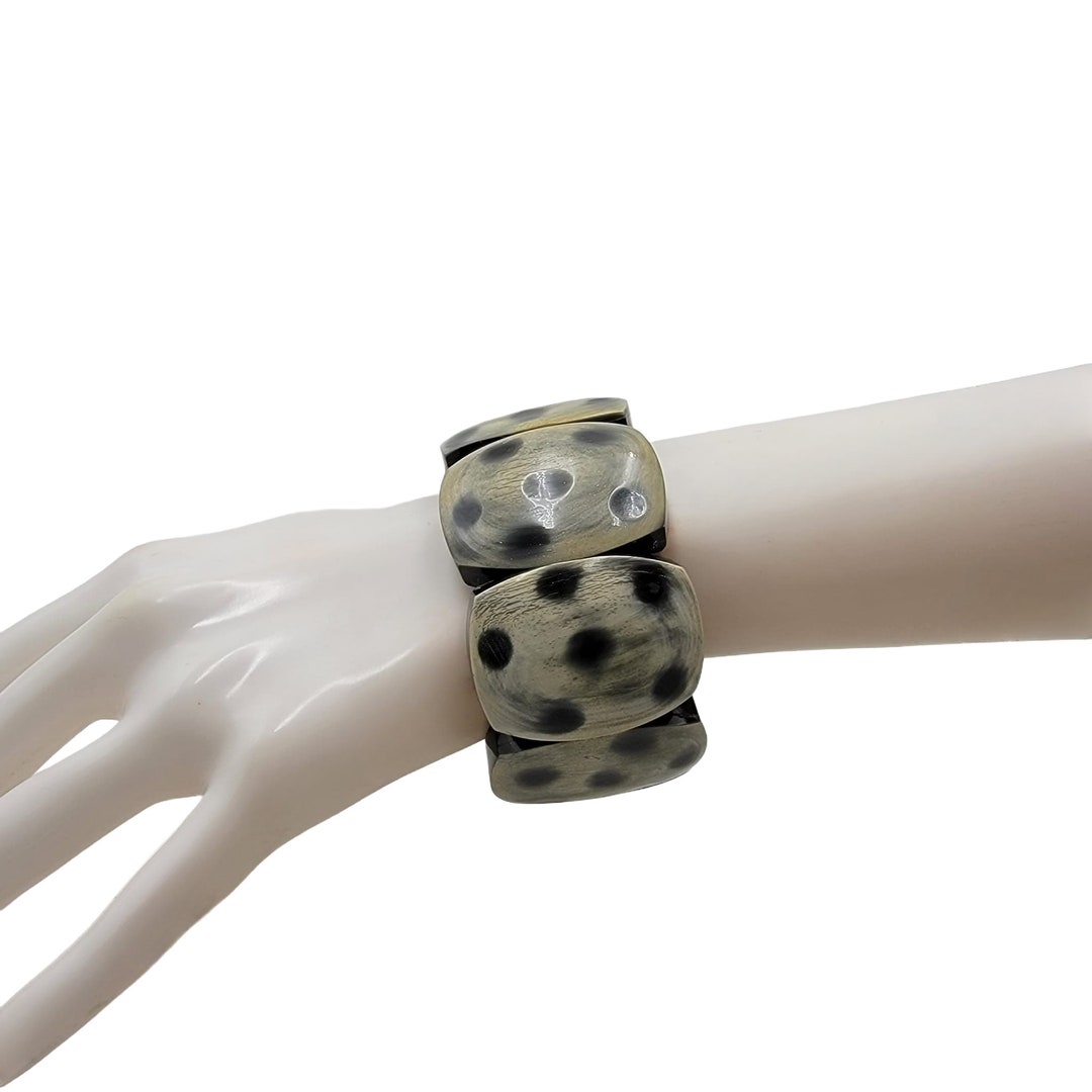 Genuine Buffalo Horn Stretch Cuff Bracelet Animal Print - Etsy